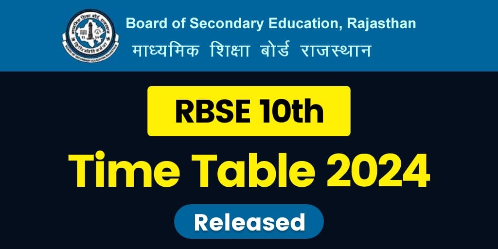 RBSE 10th Time Table 2025 PDF Download