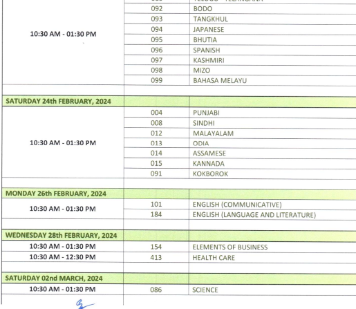 CBSE Class 10 Date Sheet 2024 PDF Download Here
