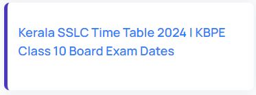 Kerala SSLC Time Table 2024 | KBPE Class 10 Board Exam Dates
